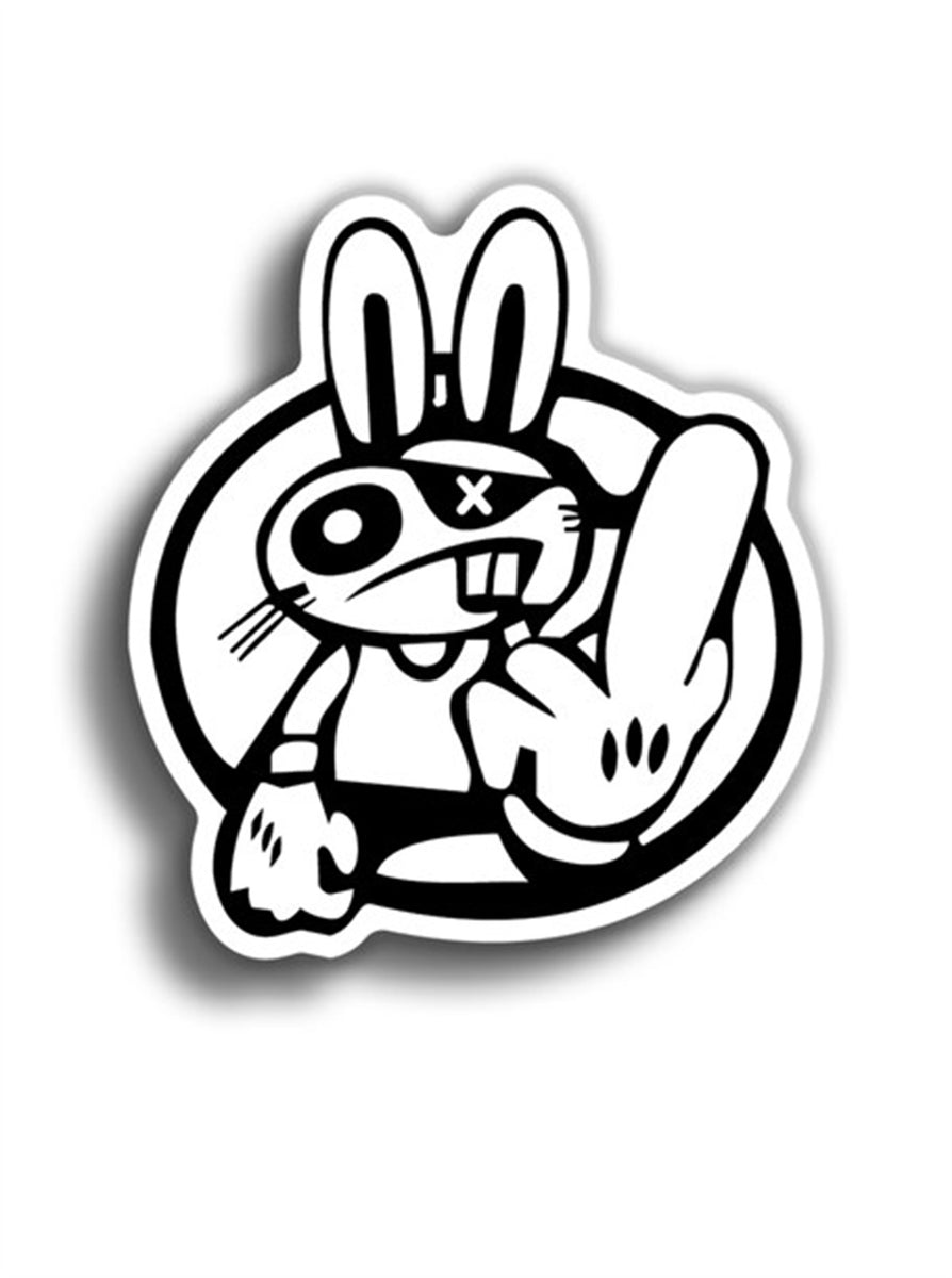 Drift Rabbit 10x9 cm Siyah Sticker – Stickermess