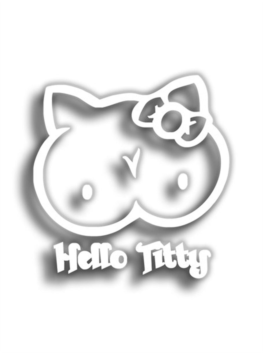 Hello Titty 11x10 cm Siyah Sticker – Stickermess